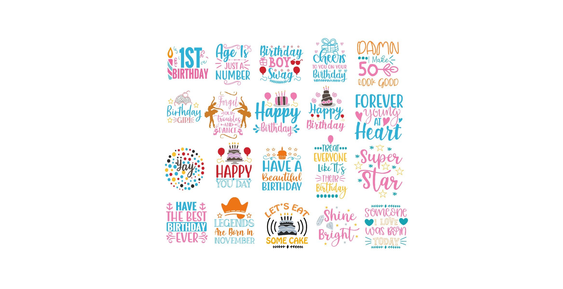 Happy Birthday Svg Bundle Hand Lettered Birthday Svg - Etsy