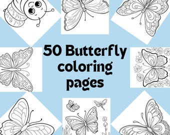 Childrens Easy and Simple 20 Page Butterfly Coloring Pages Digital PDF ...