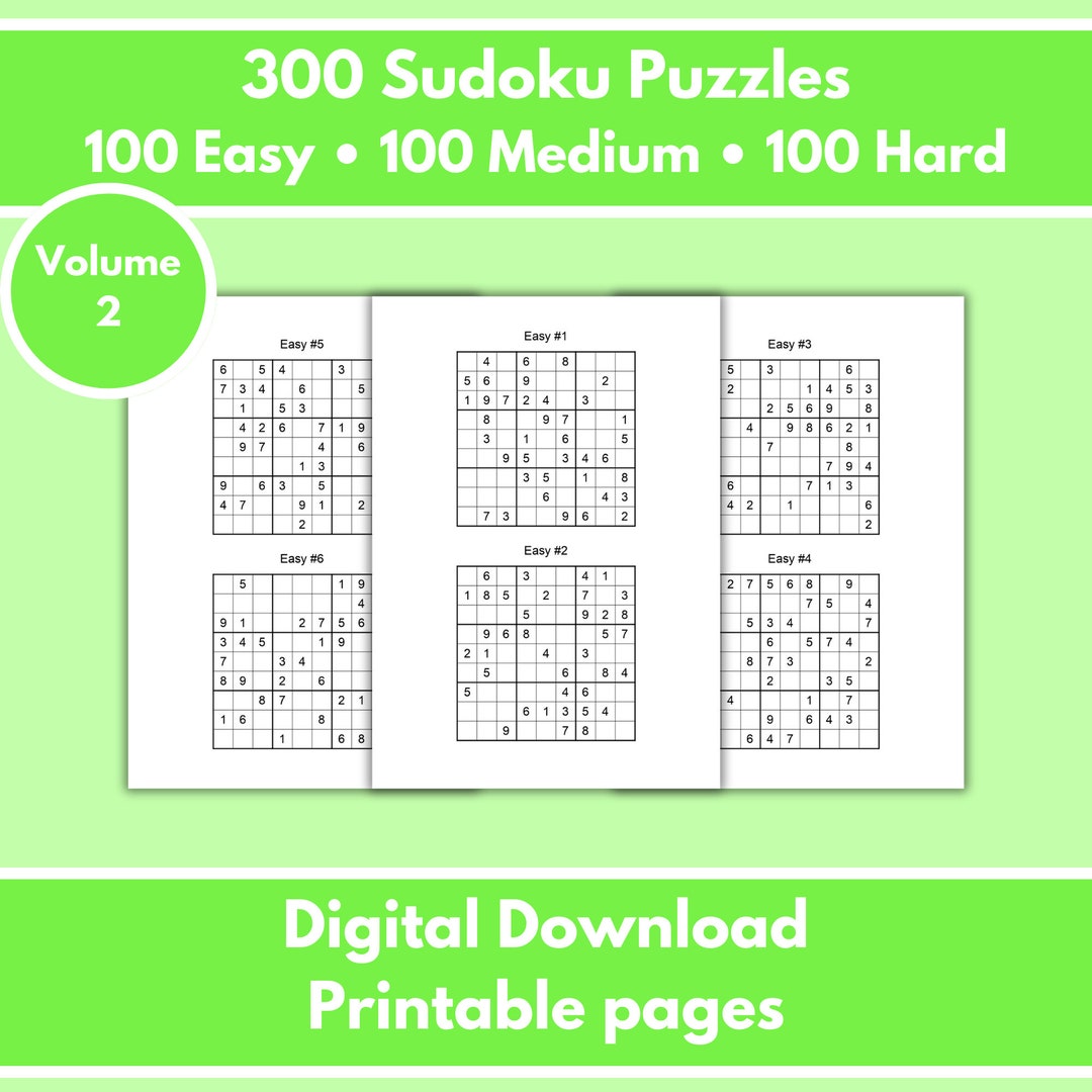 Sudoku Puzzles - Volume 2 | 300 Printable Puzzles Easy to Hard (100 ...