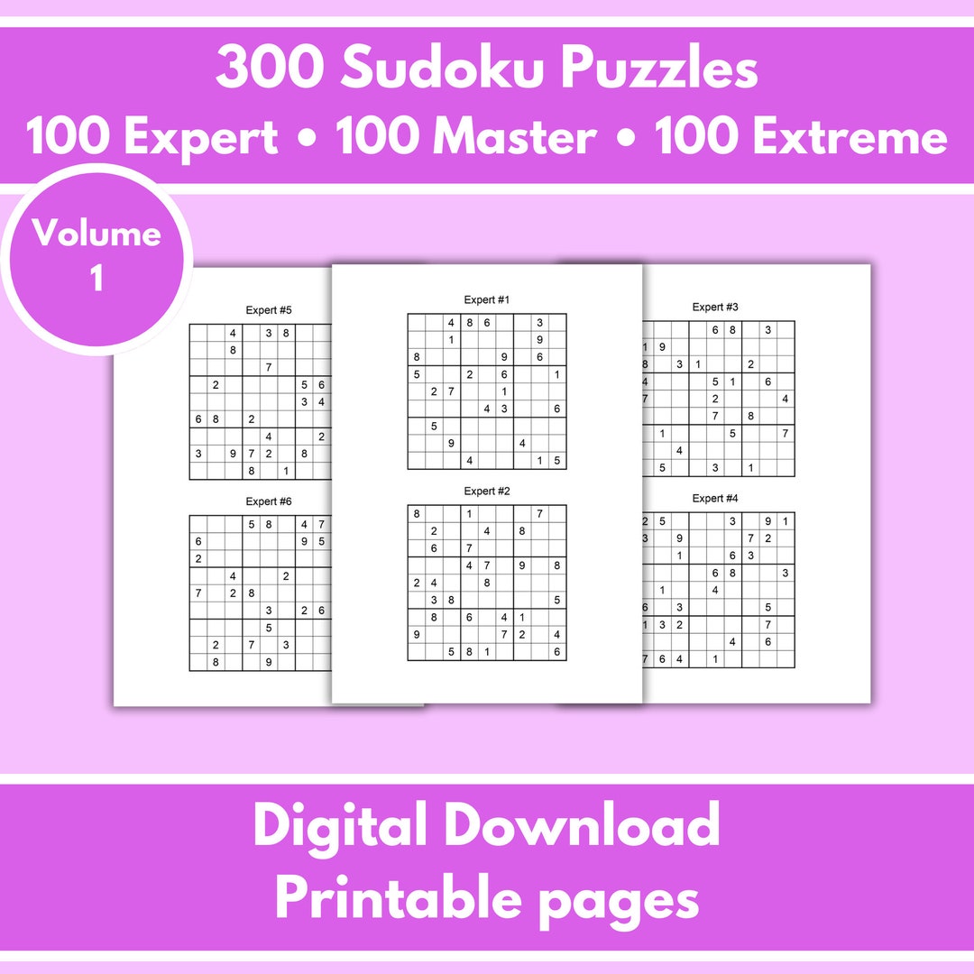 Sudoku Puzzles - Volume 1 | 300 Printable Puzzles Expert to Extreme ...