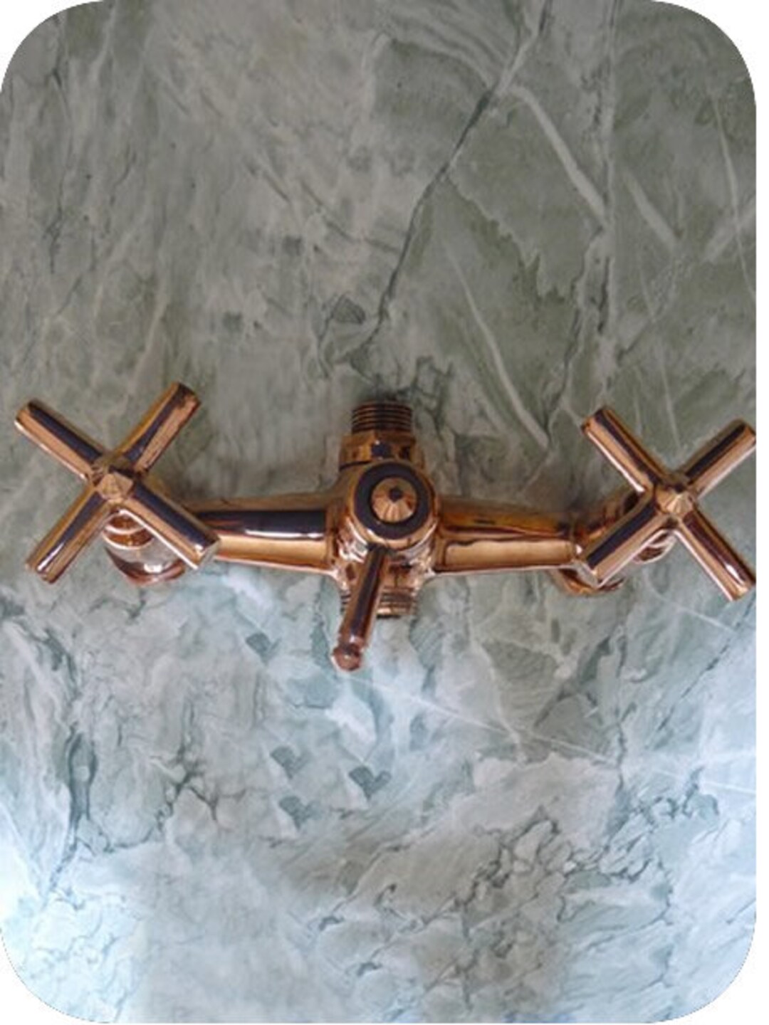 Shower Faucet With Diverter, Red Copper Finish, Cross Handles, 1/4 Turn ...