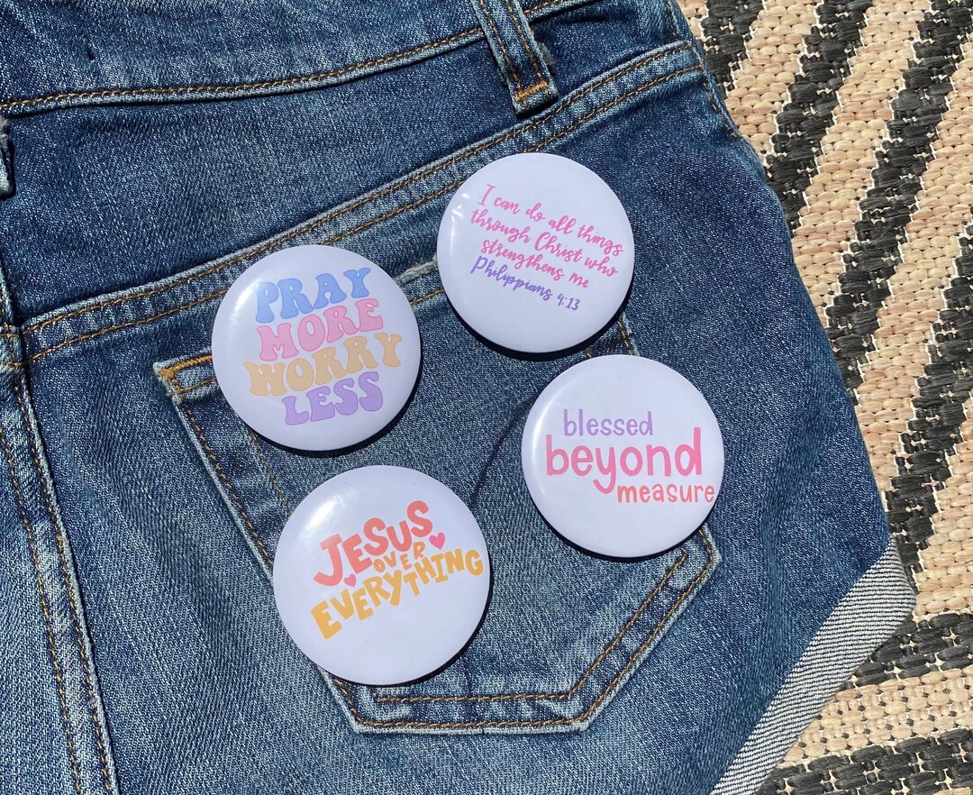 Blessed Christian Button Set: Bible Verse Accessories (4-pack) - Etsy