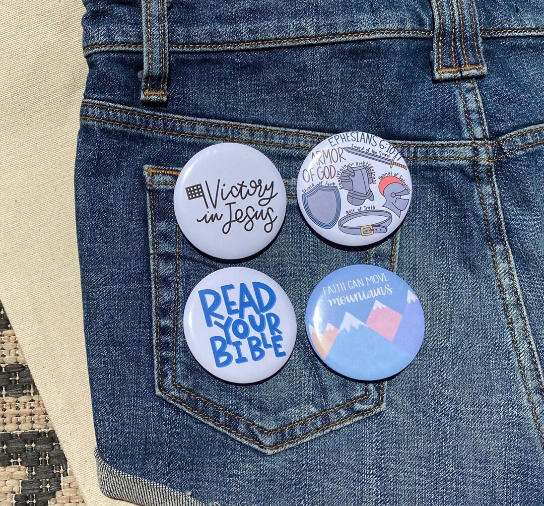 Armor of God 4 Pack Christian Button Set, Bible Verse Buttons ...