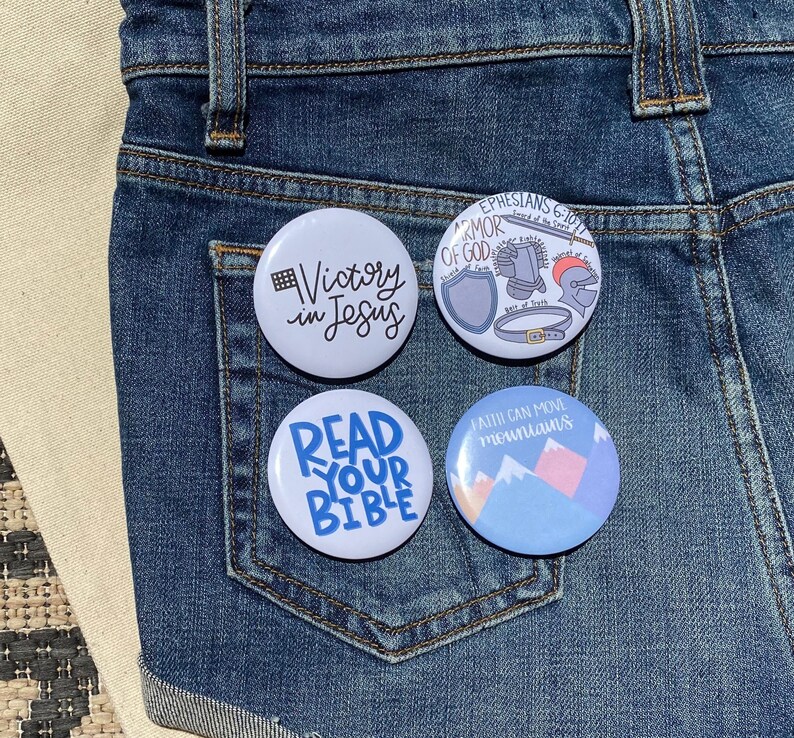 Armor of God 4 Pack Christian Button Set, Bible Verse Buttons ...