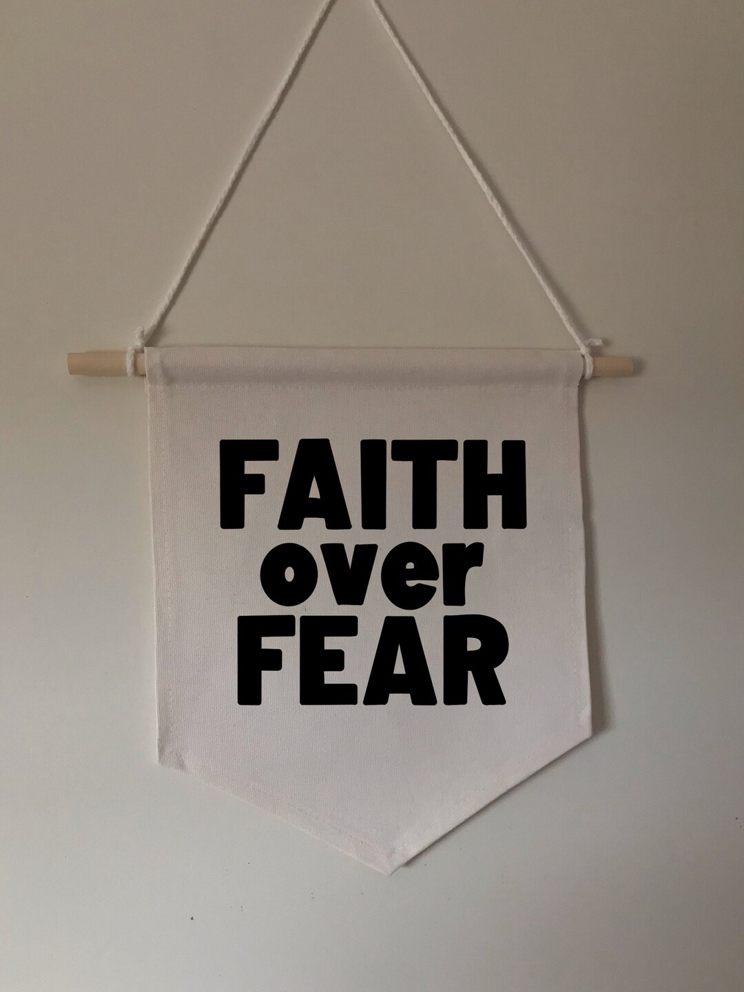 Faith Over Fear Canvas Banner, Christian Decor, Home Decor, Bible Decor ...