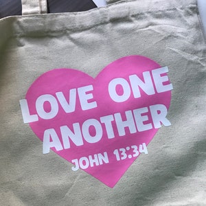Love One Another Canvas Tote Bag: Christian Bible Verse Gift - Etsy