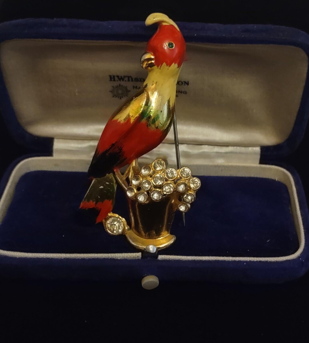 Coro Parrot With Flower Bucket Brooch - Etsy