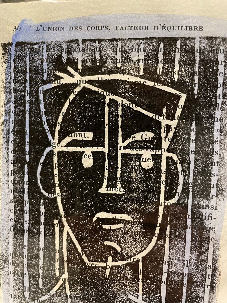 Sample: Guy on French Bookpage Lino, Comic Modernist, Midcentury Style ...