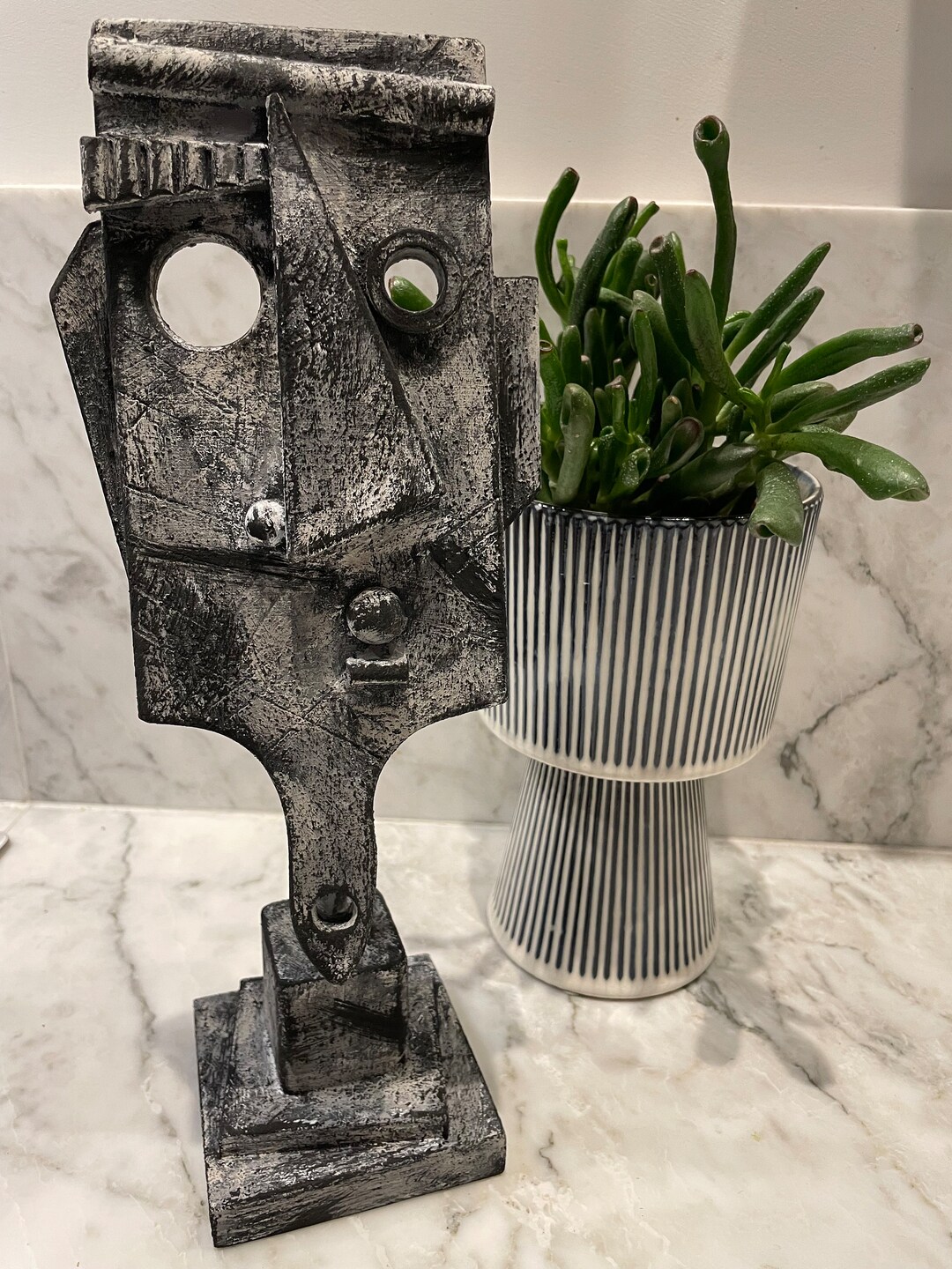 Brutalist Sculpture 'face on Cutting Board' Cubiste Influence 33 Cm. - Etsy