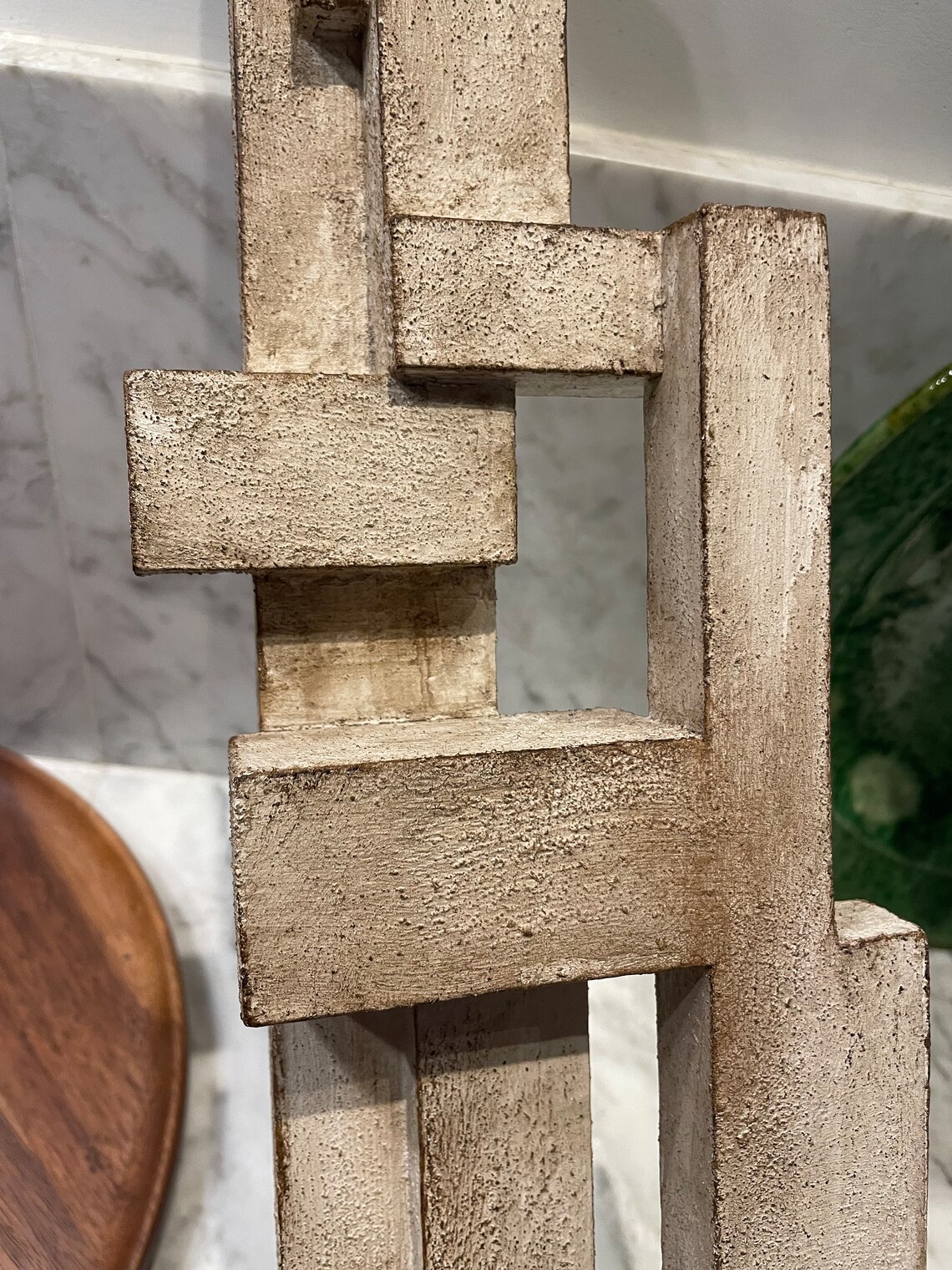 Brutalist Large Sculpture Wood Assembly 56cm, Handmade Architectural ...