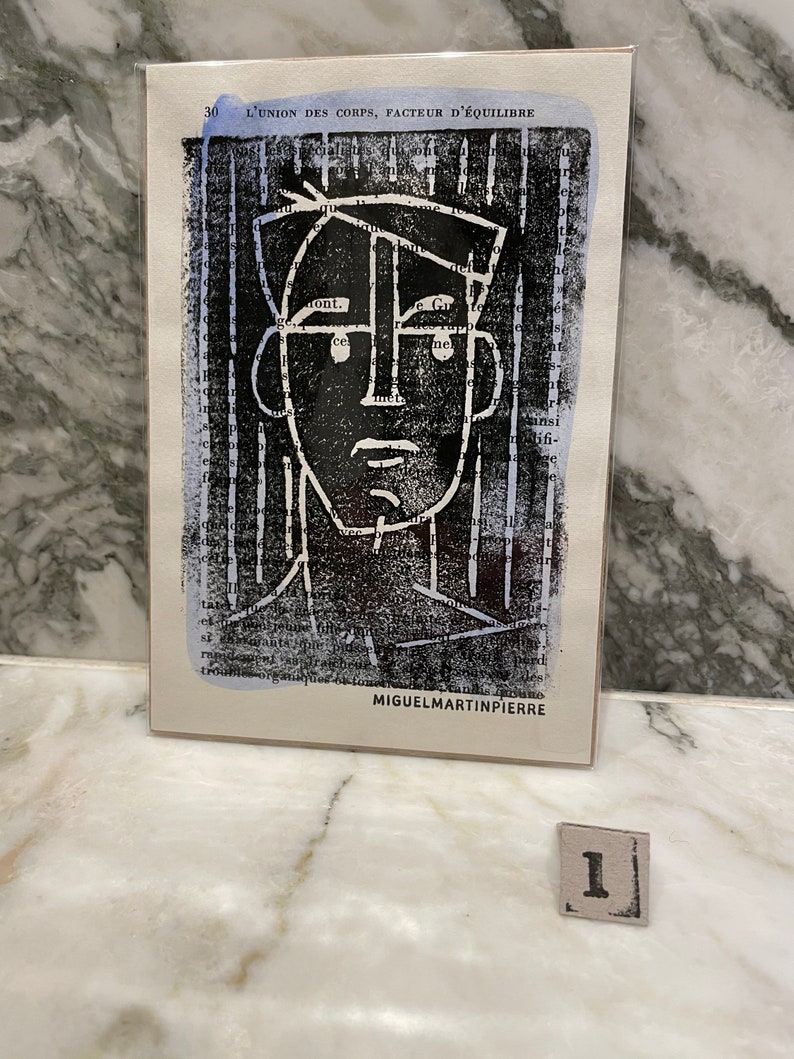 Sample: Guy on French Bookpage Lino, Comic Modernist, Midcentury Style ...