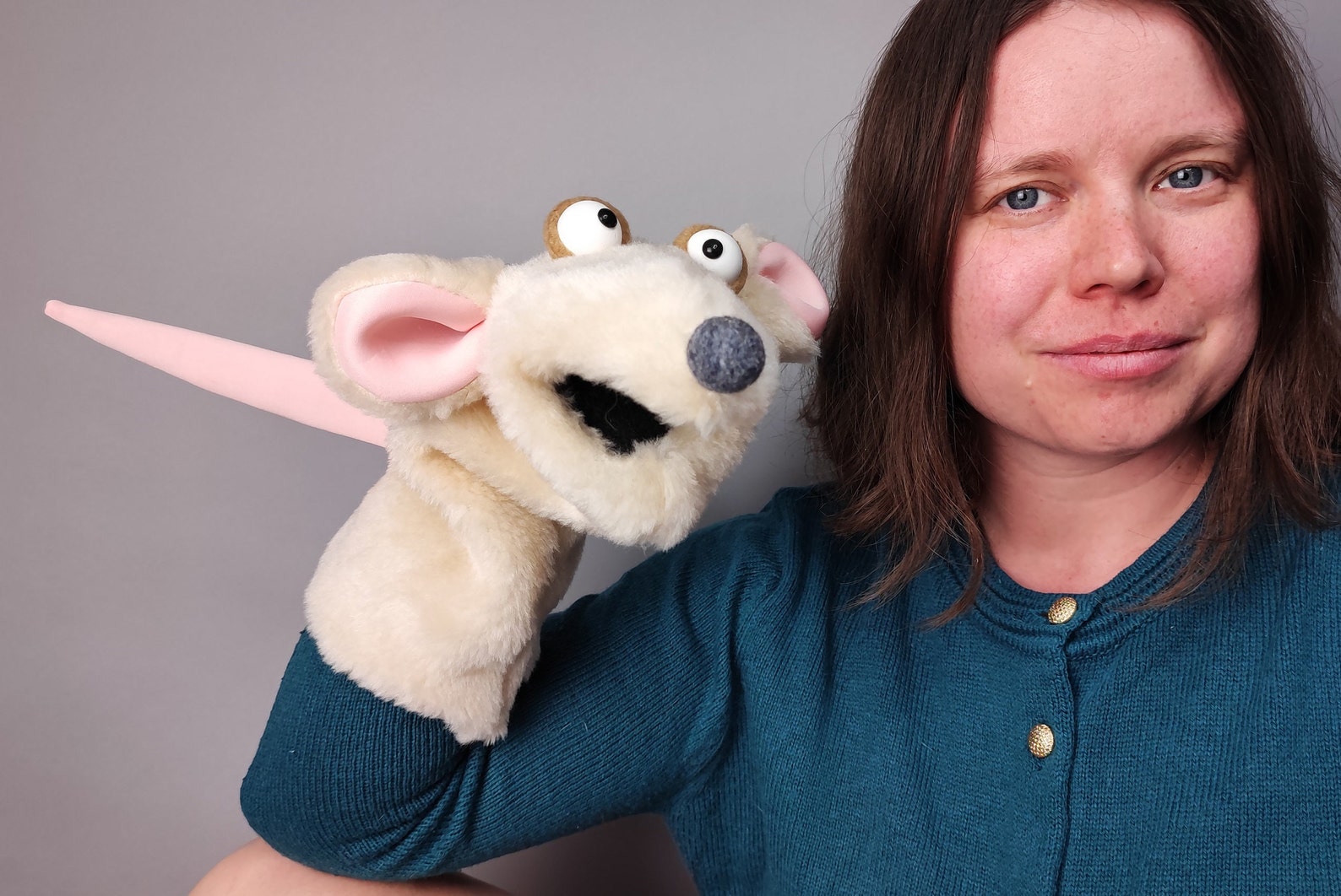 White Mouse Muppet Style Puppet Hand Puppet Dumbo Rat Educational Tool ...