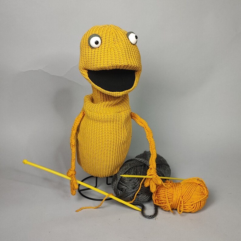 Mustard Hand Puppet | Muppet Style | for Knit Lovers | Handmade Puppet ...