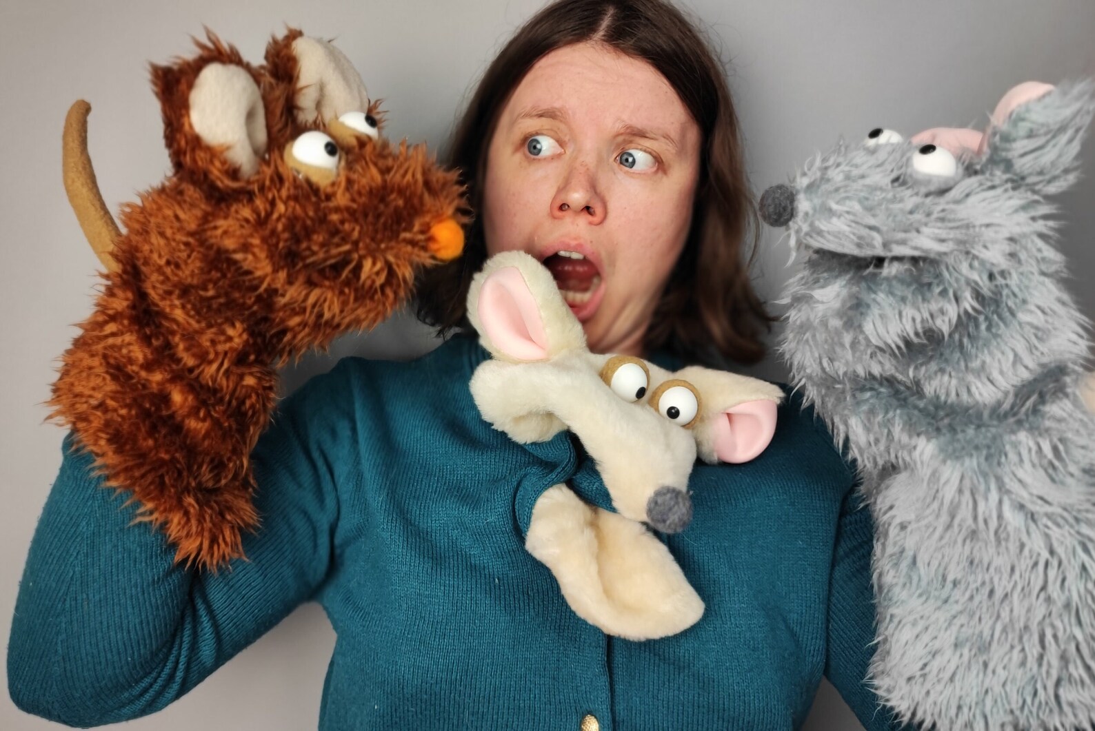 White Mouse Muppet Style Puppet Hand Puppet Dumbo Rat Educational Tool ...