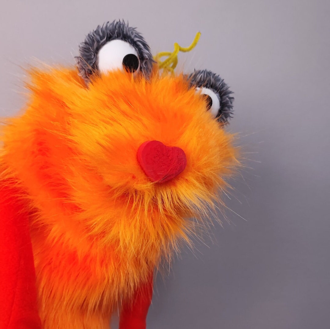Orange Muppet Monster With Heart Nose - I Love You Present for Mum - Etsy