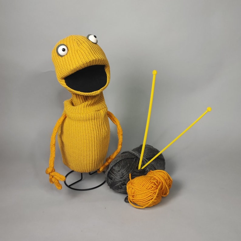 Mustard Hand Puppet | Muppet Style | for Knit Lovers | Handmade Puppet ...