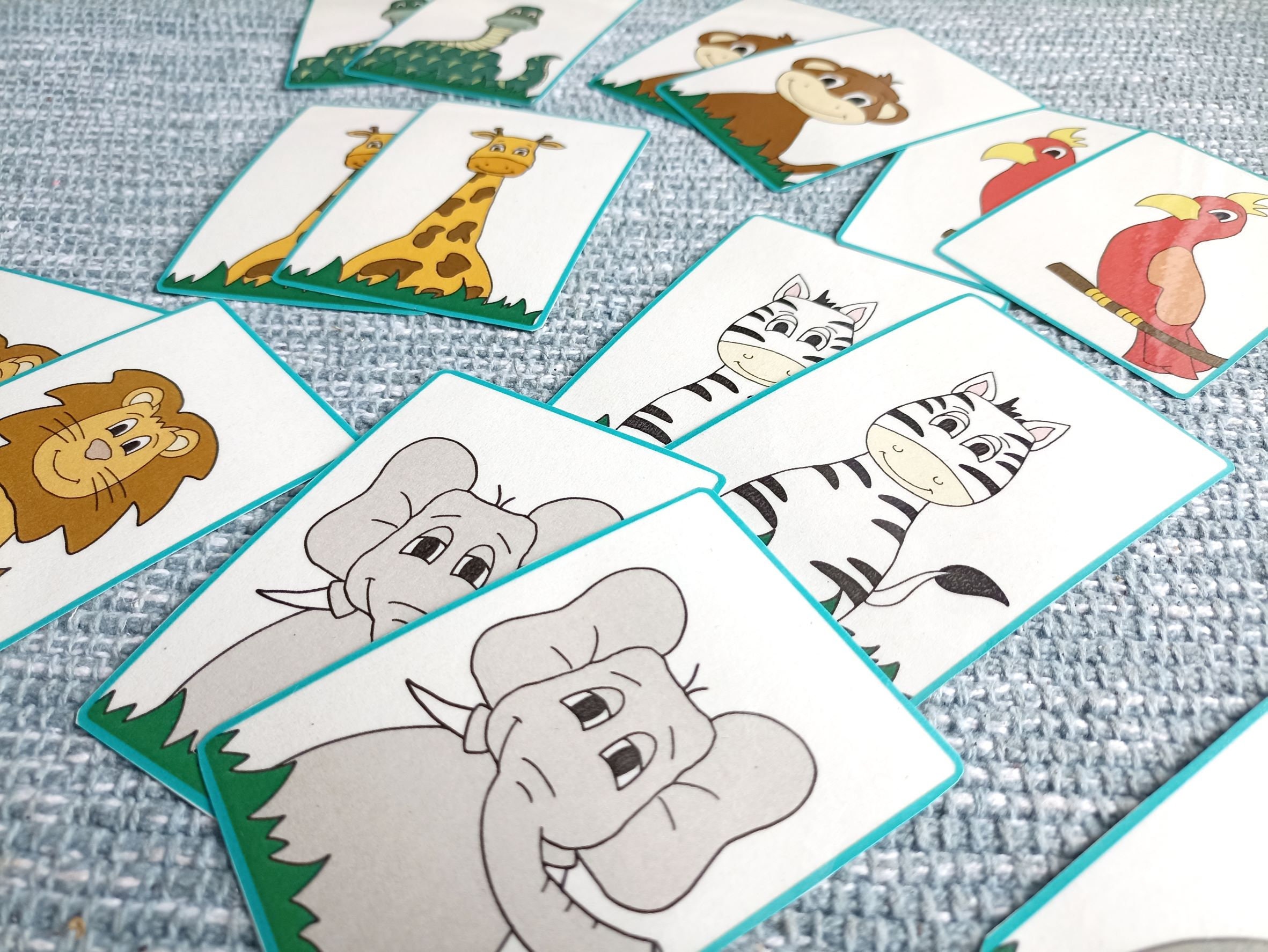 Wild Animals Memory Game; Card Pack for Preschoolers and Primary ...