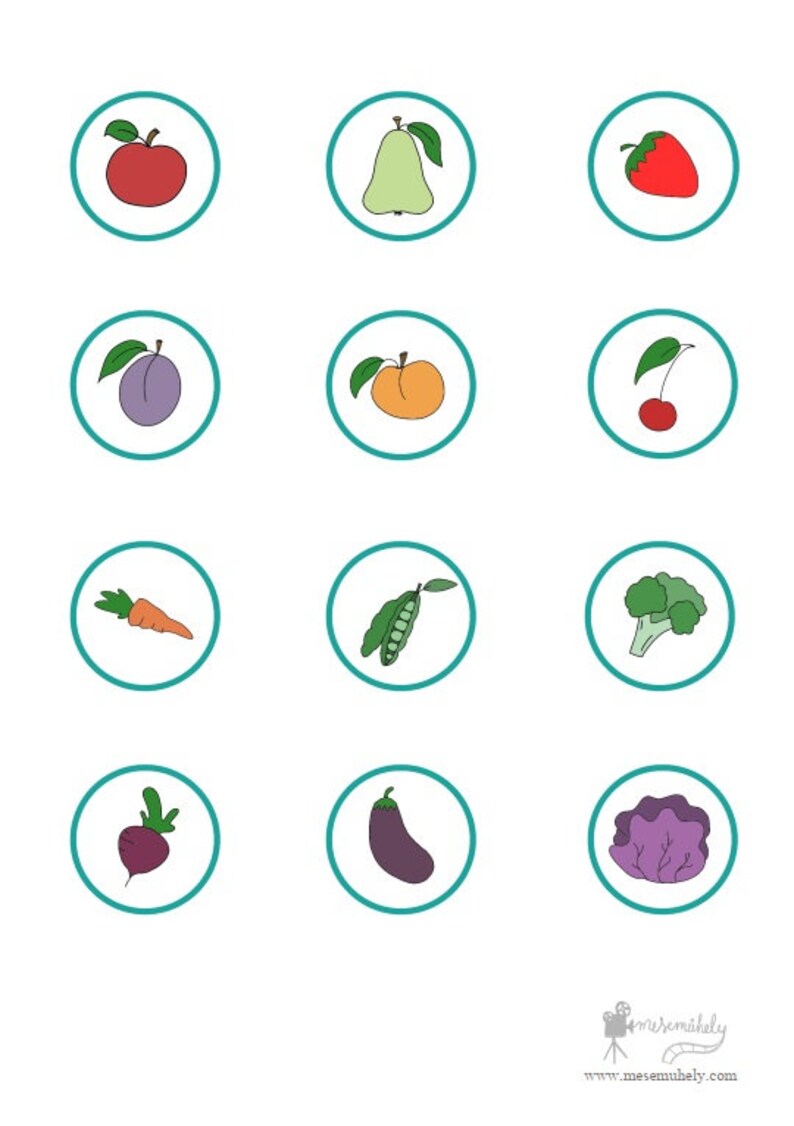 Printable Sorting Game - Fruits and Veggies; Educational Material ...
