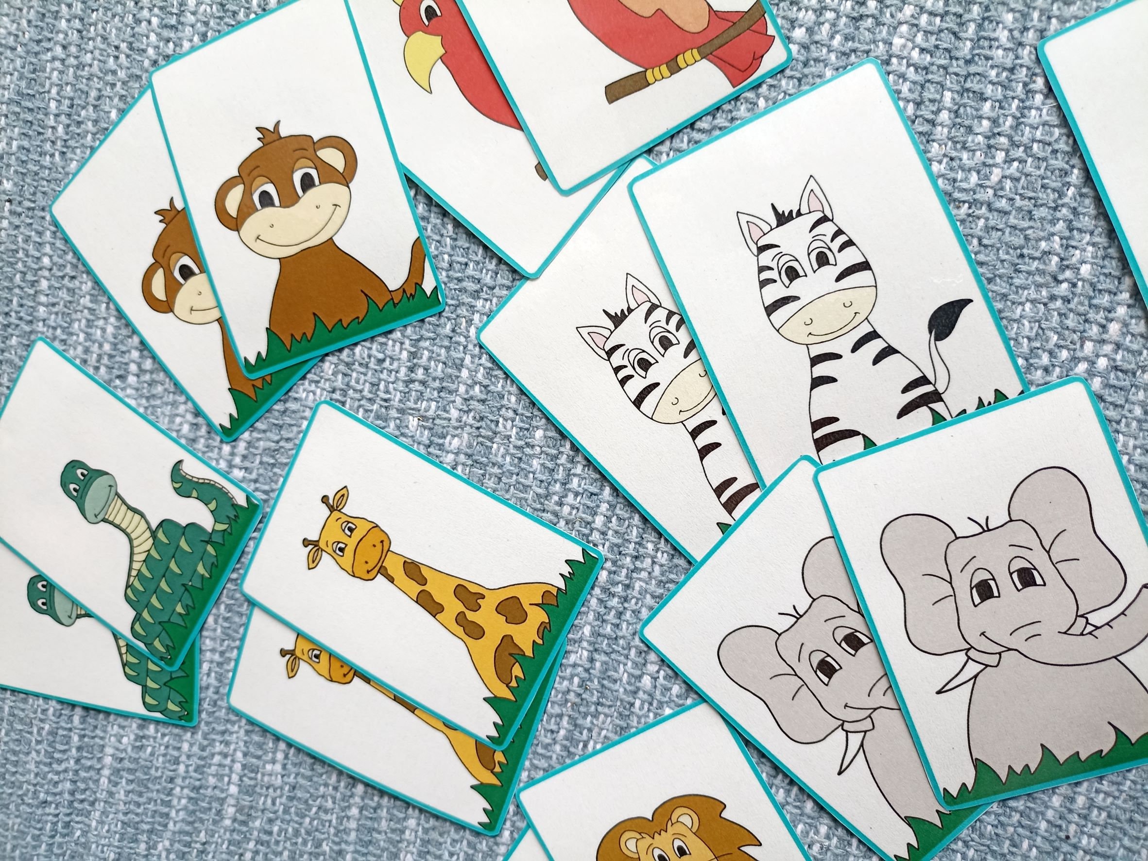 Wild Animals Memory Game; Card Pack for Preschoolers and Primary ...