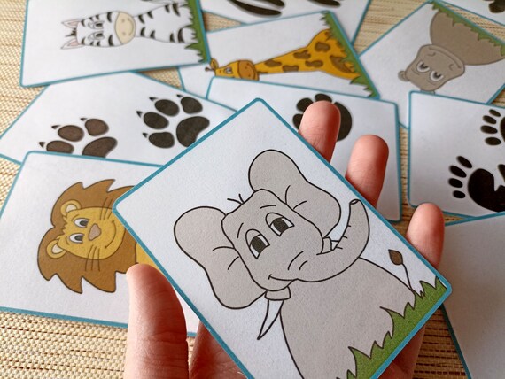 Printable Matching Game Wild Animals Footprints Find the - Etsy