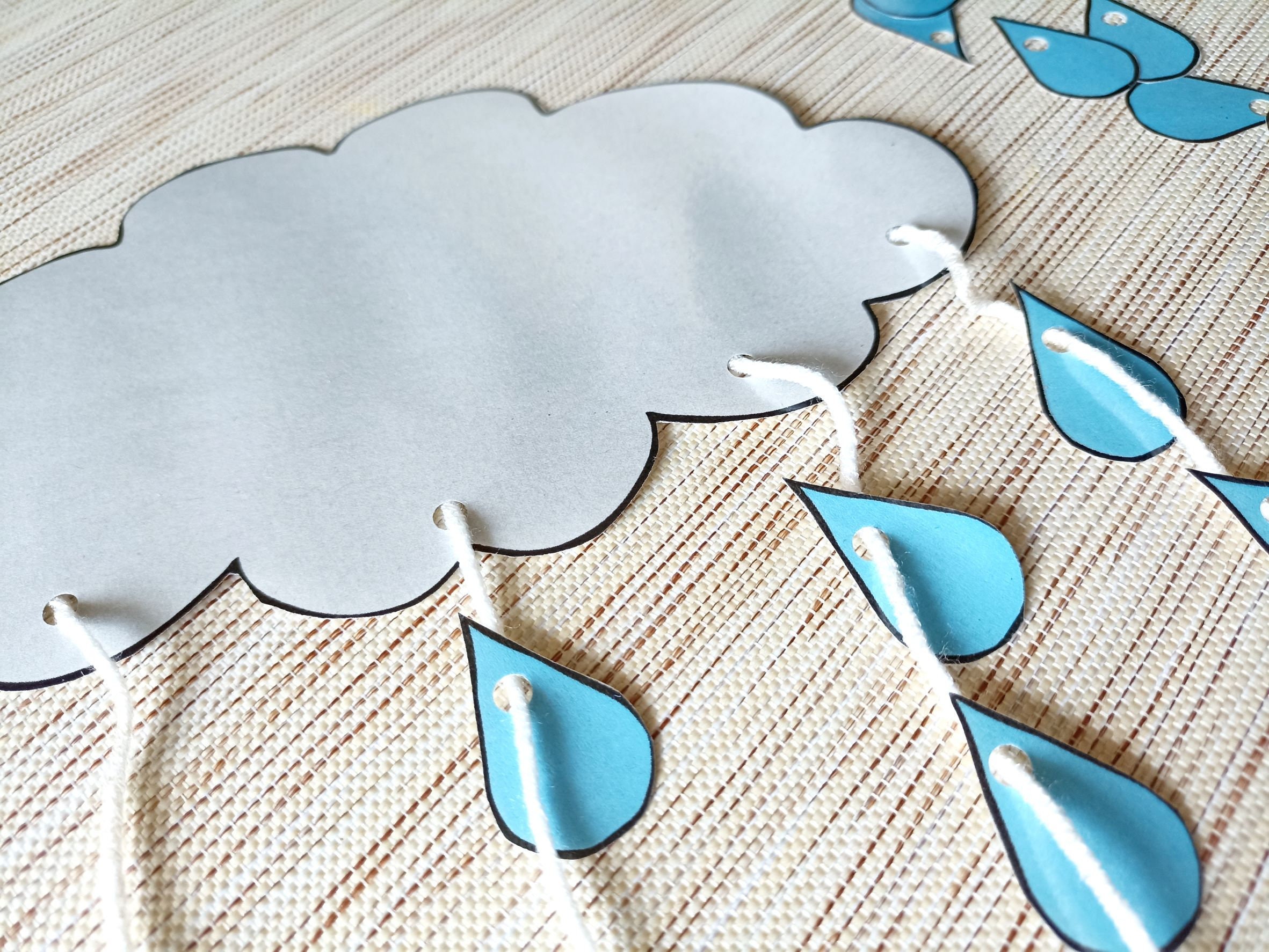 Fine Motor Skills Game; Thread the Raindrops; Cloud and Rain; Printable ...