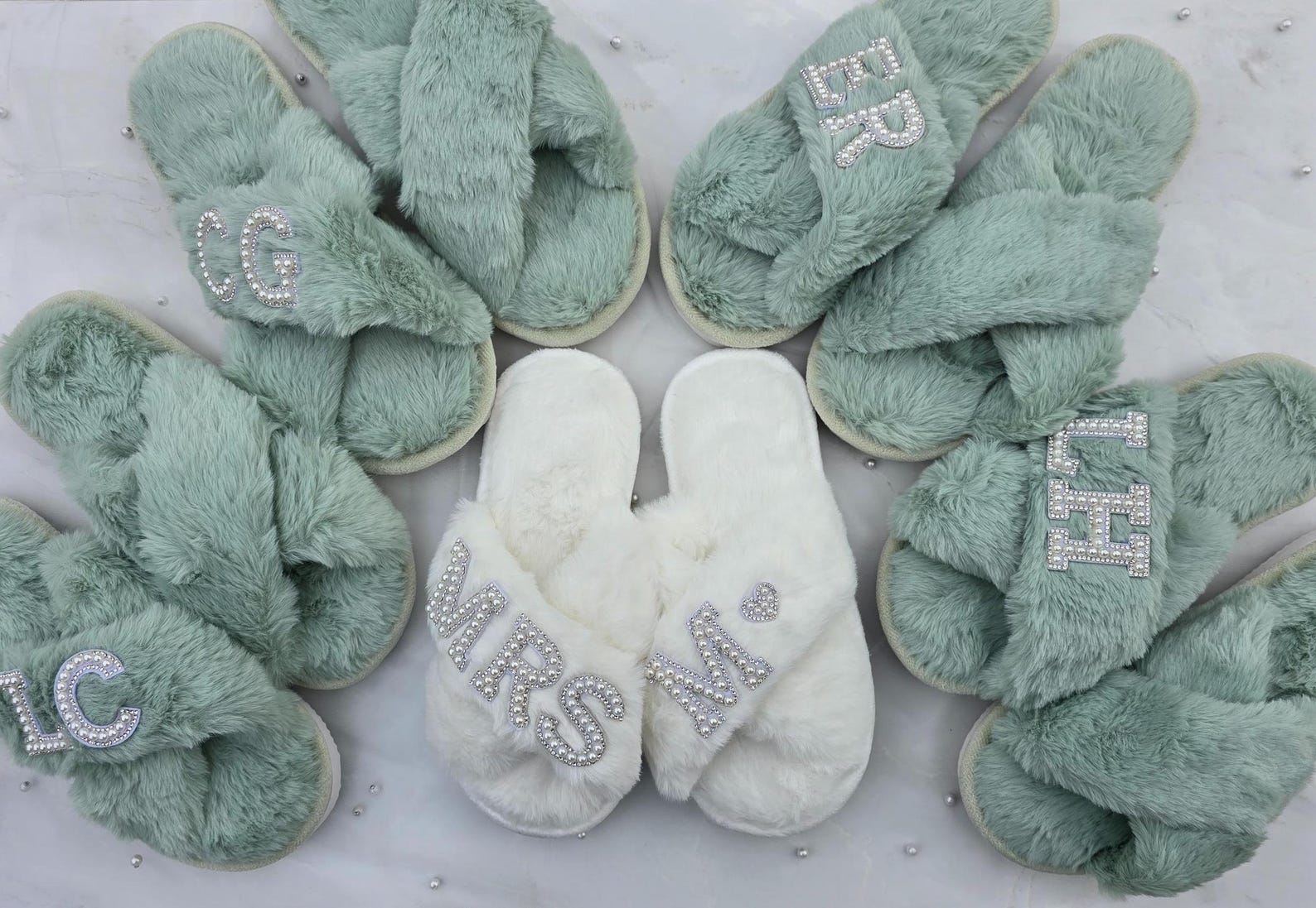 Personalised Fluffy Initial Slipper | Custom Cross Slippers | Bridal ...