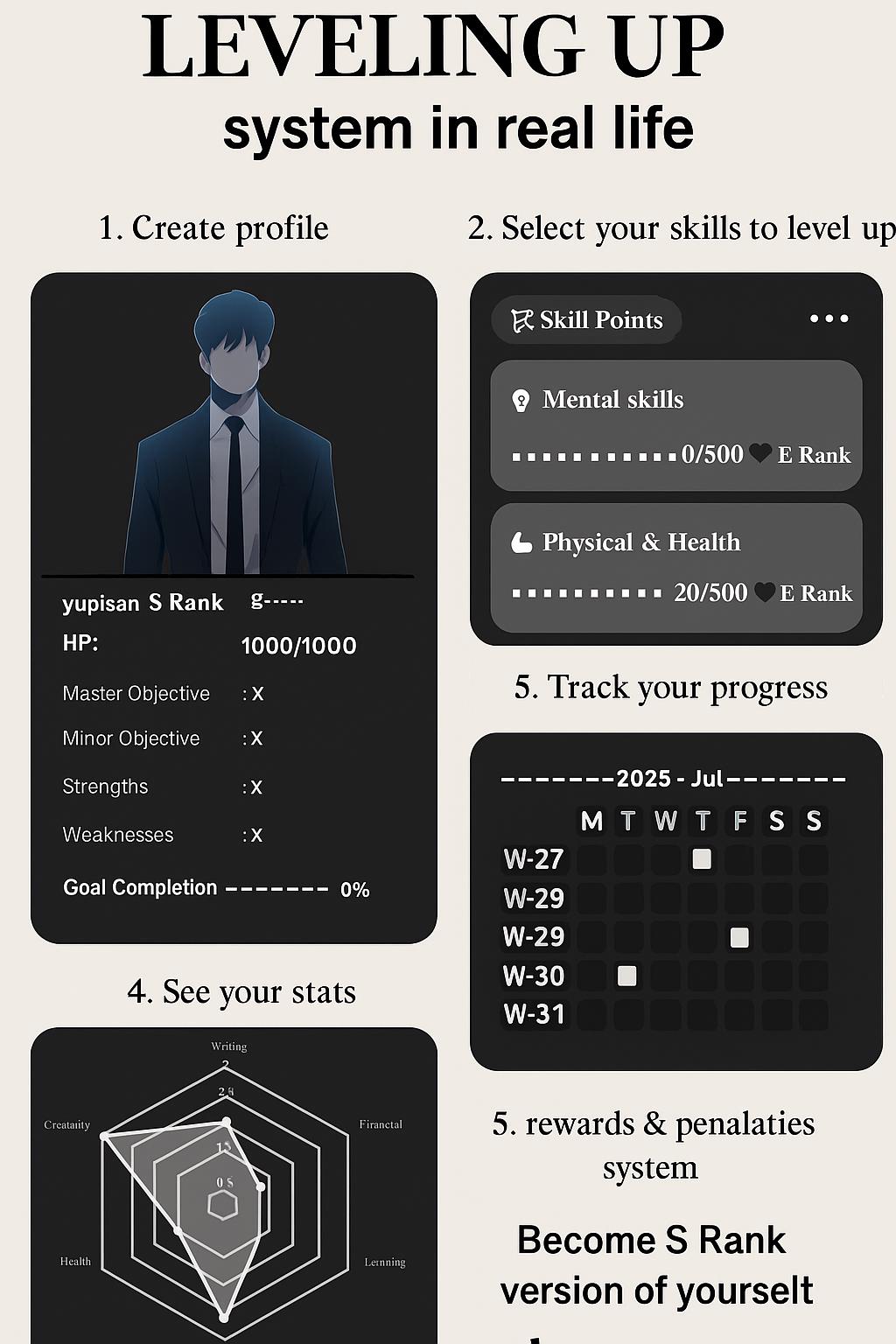 Solo Leveling Inspired Progress Tracker | Gamified Life Planner | Self ...