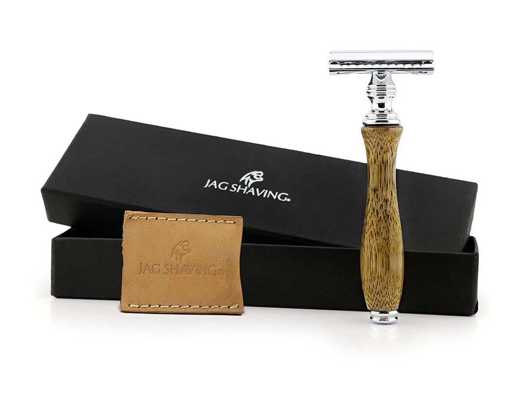 Double-sided Razor With Bamboo Handle and Genuine Leather - Etsy