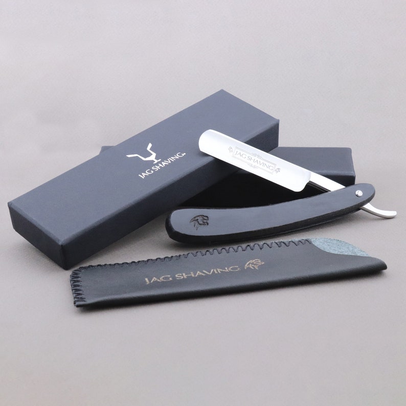 Straight Cut Razor With Black Wooden Handle, Leather Case, Barber/salon ...