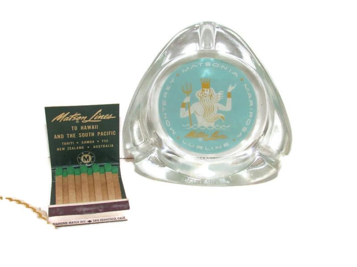 Vintage Matson Lines Cruise Ship Set – 1950s Glass Ashtray, Coasters ...