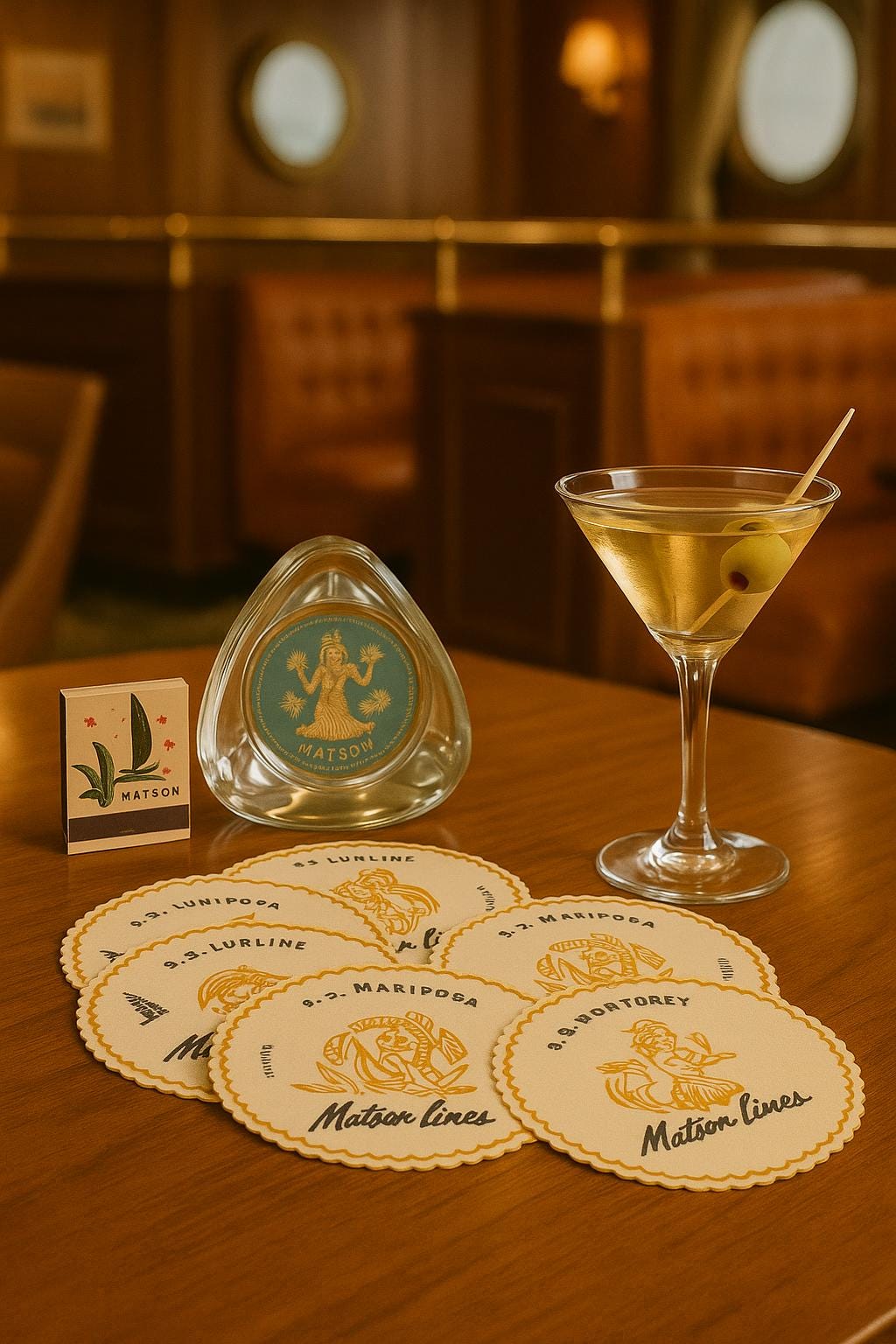 Vintage Matson Lines Cruise Ship Set – 1950s Glass Ashtray, Coasters ...