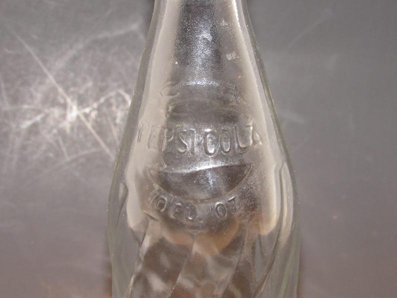 Vintage Pepsi Cola Glass Bottle Embossed Swirl Design Soda Pop Bottle ...