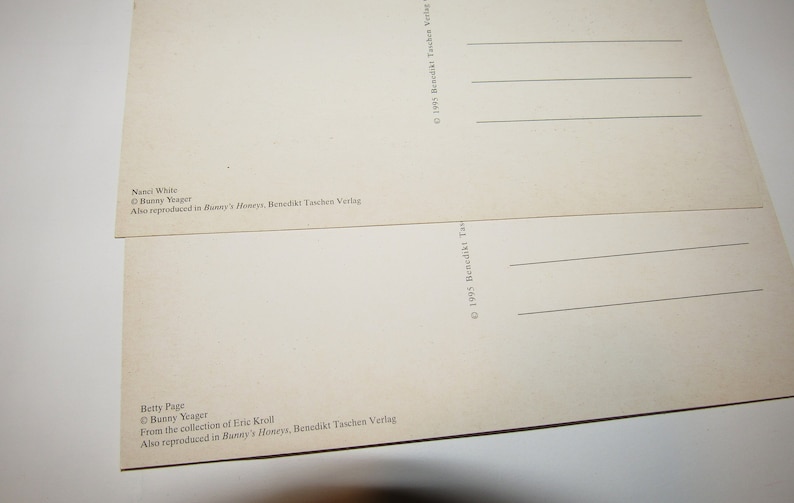 Pin up Postcards, Bunny Yeager, Bettie Page Set of Four, Reproduction ...