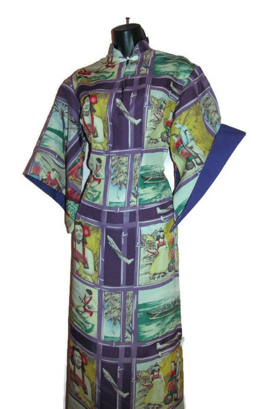 Beautiful Hawaiian Pake Mu'u Dress - Vintage Hawaiian Pattern- Women's ...