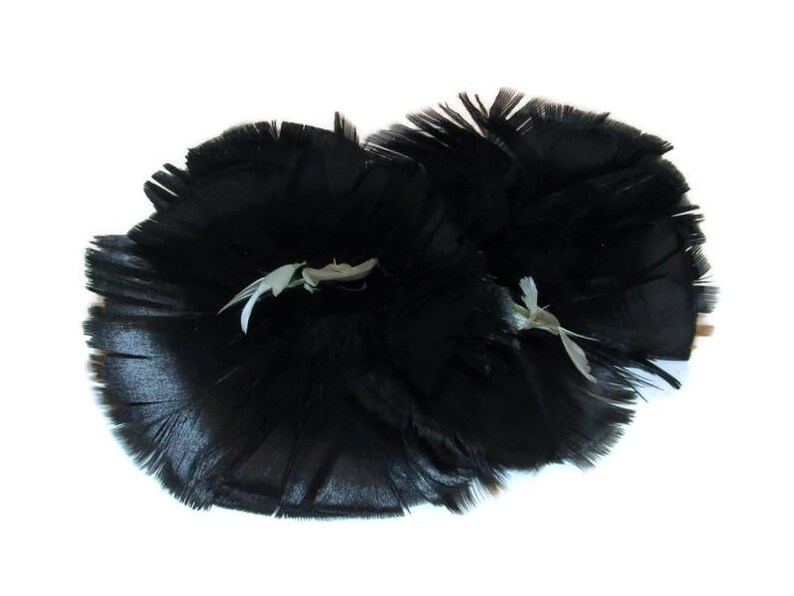 1930s Black Feather Cockade | Vintage Millinery Feather Rosette | Art ...
