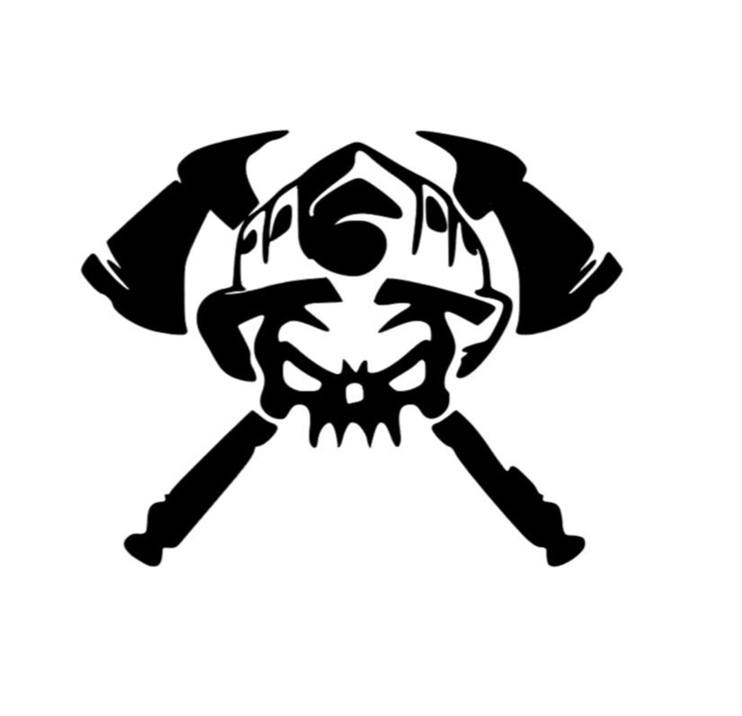 Fireman Skull Crossed Axes / Iron Maiden Fireman Eddy Logo Vinyl Decal ...