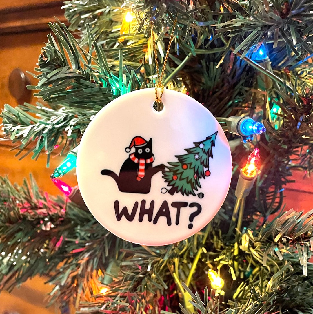 Mischievous Cat Knocking Over the Christmas Tree Christmas Ornament - Etsy