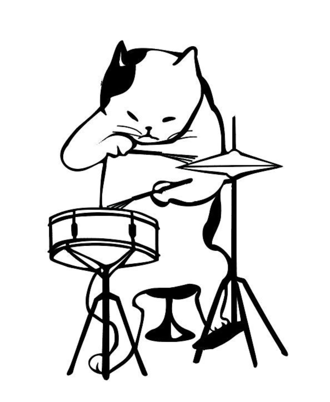 Cool Cat Drummer Logo Vinyl Decal - Etsy