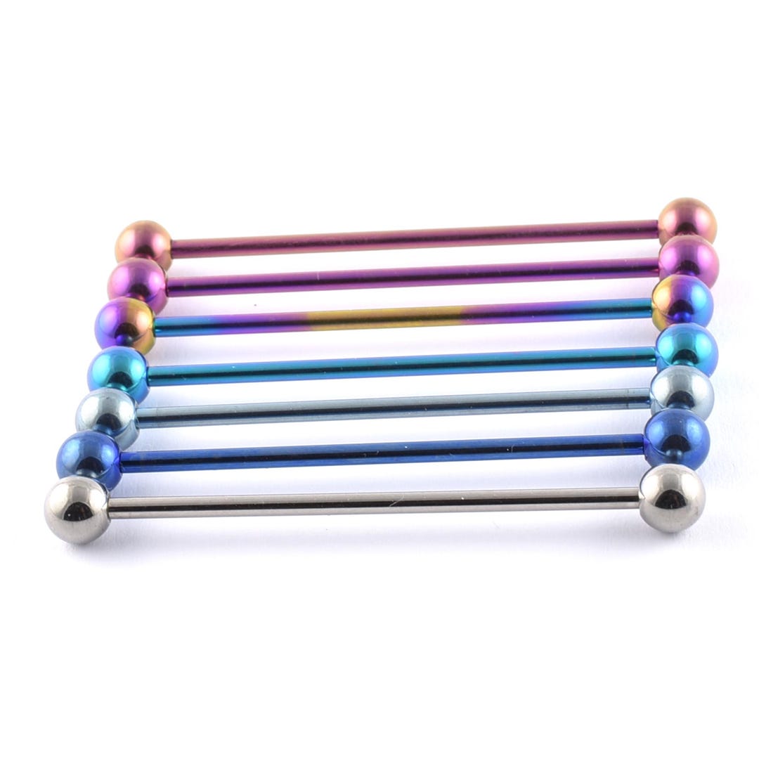 Titanium Industrial Scaffold Ear Bar Plain Polished or Vivid Colours ...