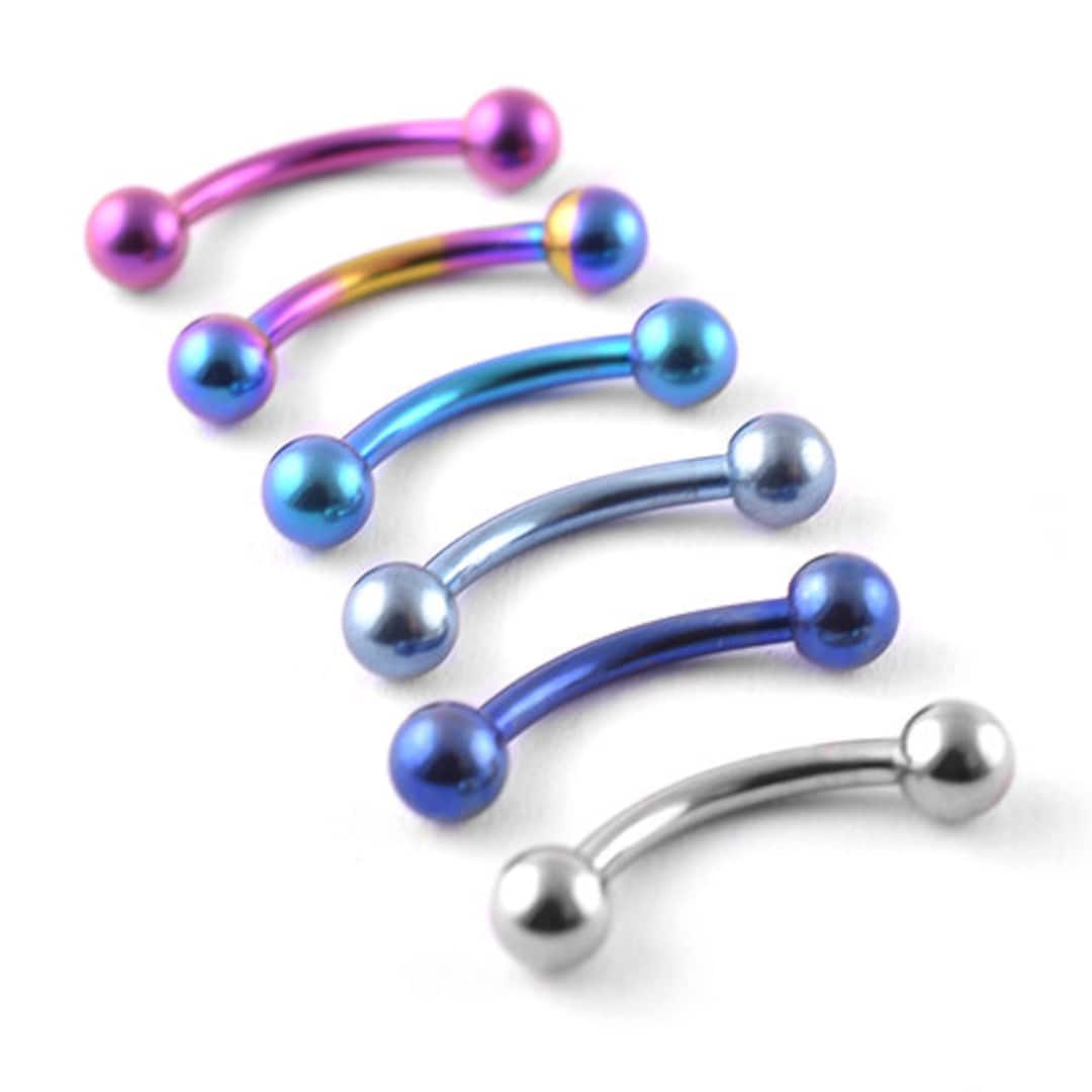 Titanium Micro Curved Banana Barbell 1.2 X 6mm. 1.2 X 8mm Eyebrow Lip ...