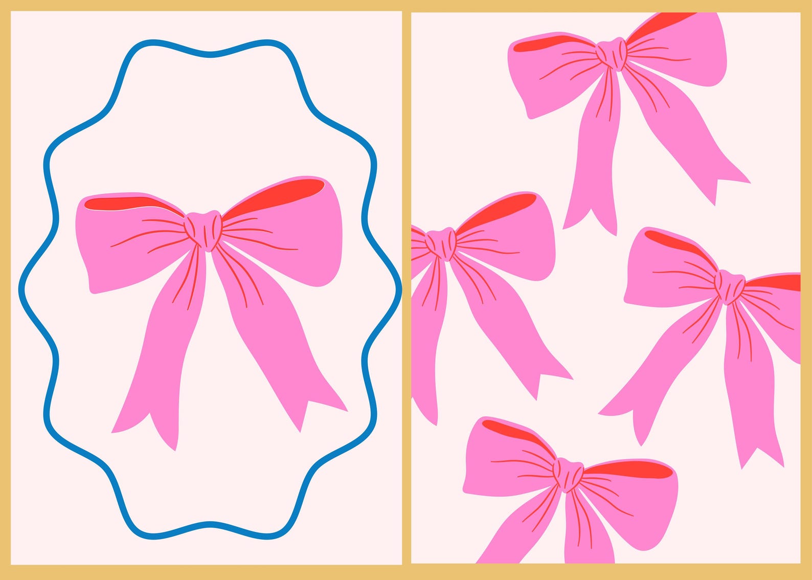 Pink Bow Wall Art Printable - Girly Ribbon Digital Download, Cute ...