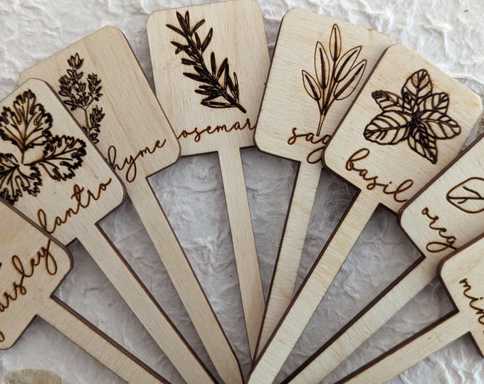 Complete Pack of Herb Markers, Herb Signs, Herb Garden Stakes, Engraved ...