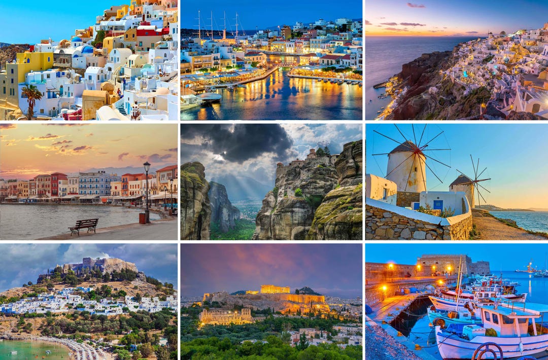 Postcard Set Greece - 9 Cards (greeting Cards) - Motifs: - Crete Rhodes ...