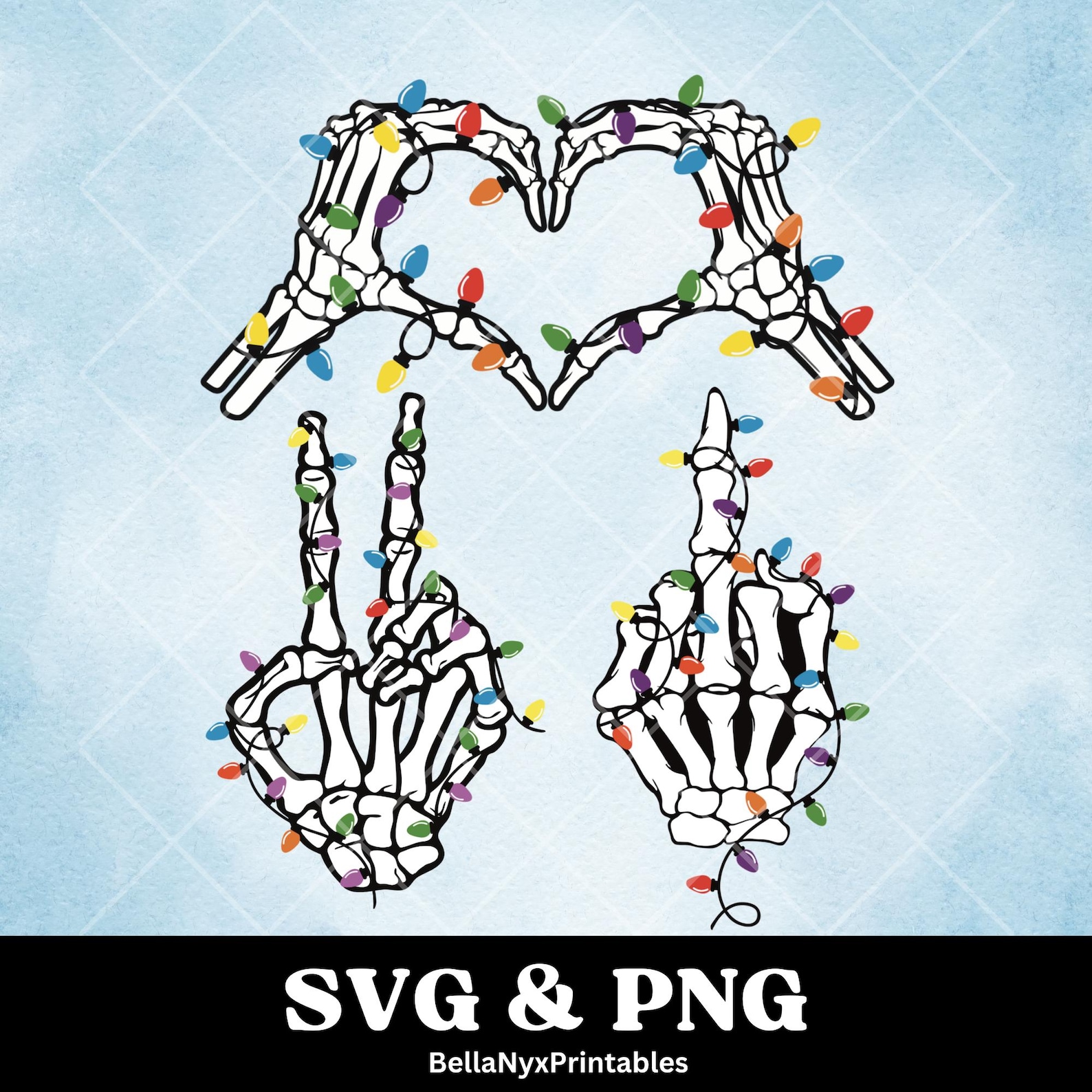 Christmas Skeleton Hands Bundle: Festive Clip Art SVG PNG - Etsy