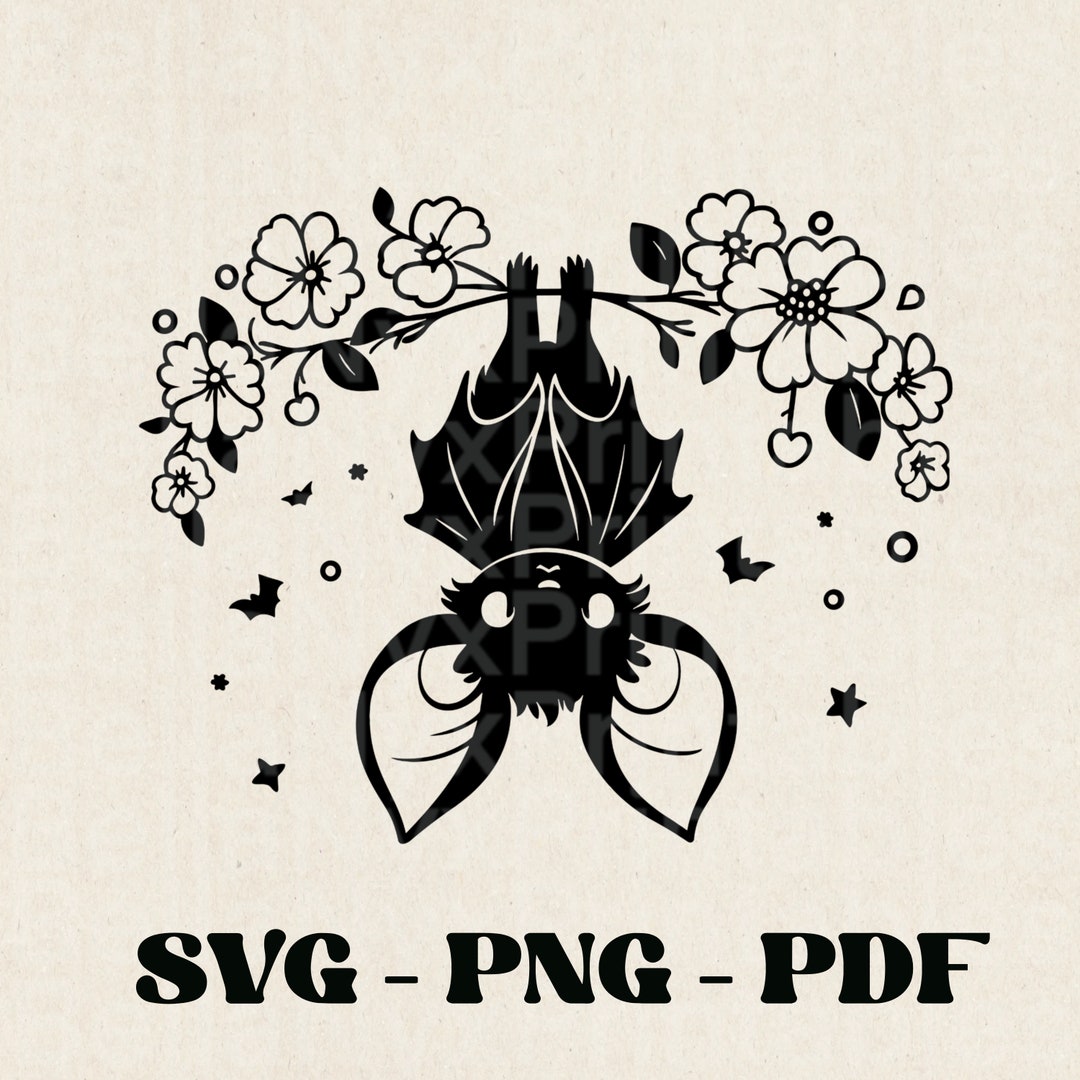 Cute Bat Svg, Floral Bat Svg, Bat Clip Art, Bat Cut File Cricut - Etsy