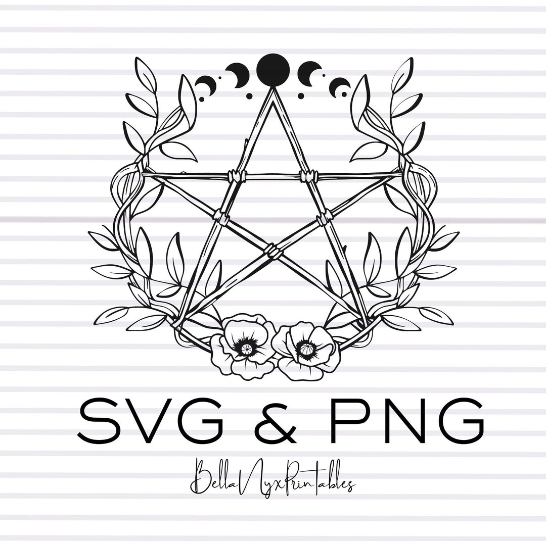 Pretty Pentagram Svg, Pentagram Decal, Pentacle Svg, Pagan Svg, Digital ...