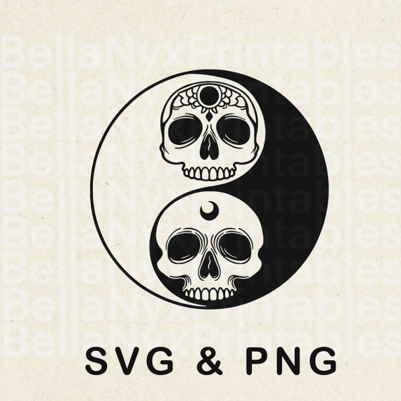 Yin Yang Skull Vector Yin And Yang Skulls,original Artwork,black And