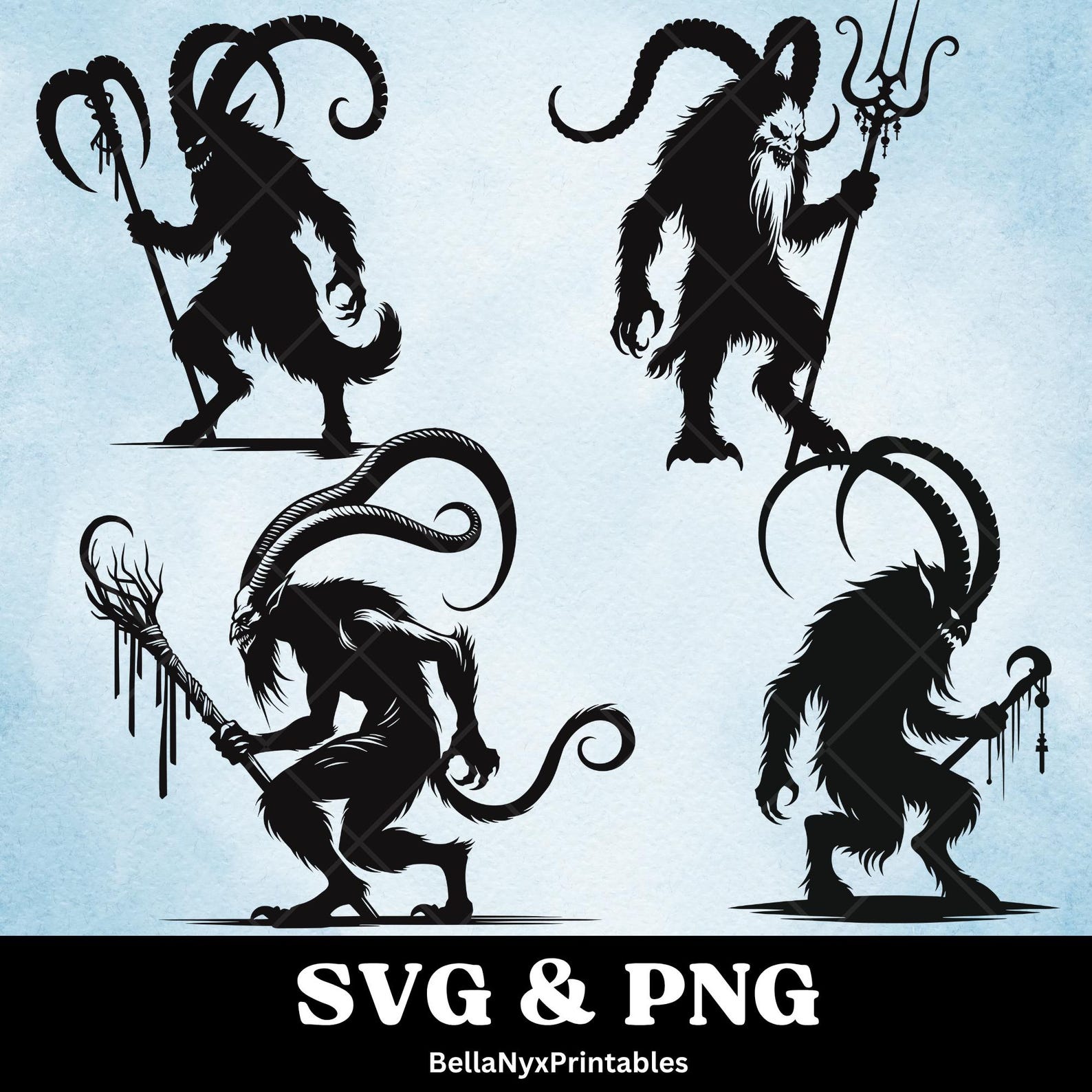 Krampus Silhouette SVG: Creepy Christmas Cut File (PNG, SVG) - Etsy