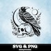 Raven and Skull SVG, Gothic Raven, Skull Vector, Crow on a Skull ...