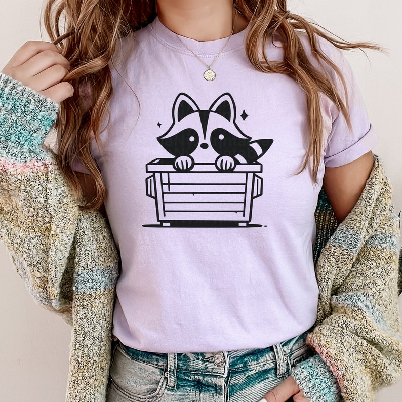 Raccoon SVG, Trash Panda SVG PNG, Cute Raccoon in a Dumpster, Cut File ...